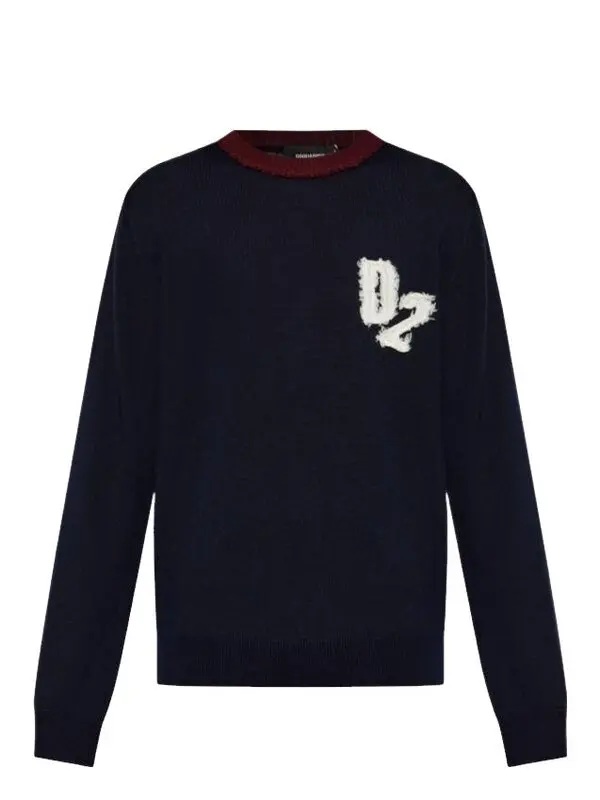 Dsquared2 College Logo-patch Wool Sweater - Black