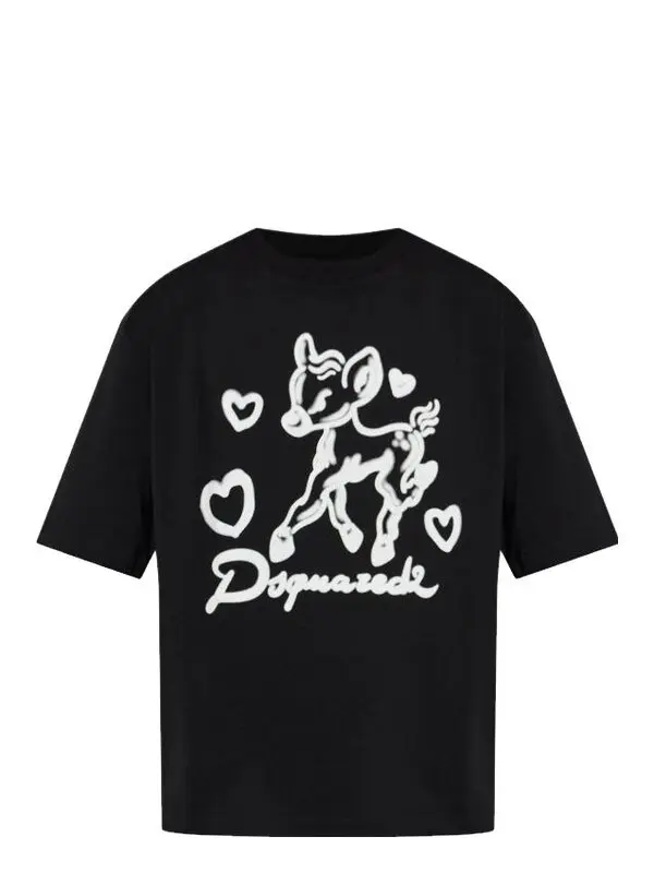 Dsquared2 Graphic Printed Crewneck T-shirt - Black