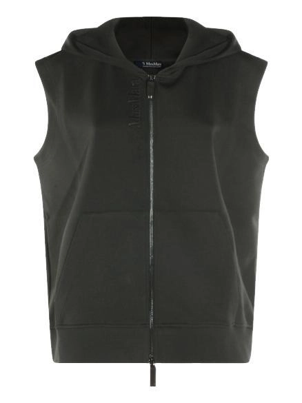 Max Mara Zip Sleeveless Hoodie - Black