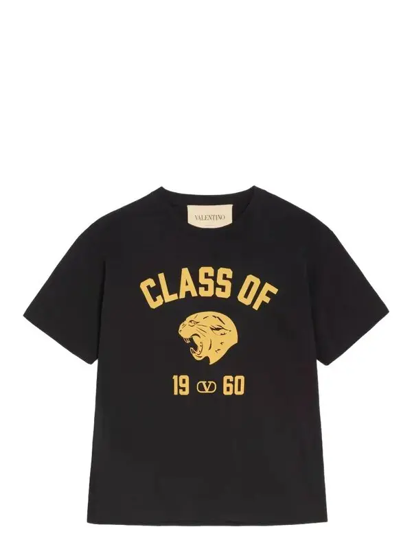 Valentino Garavani Cotton T-shirt With Panther Print - Black