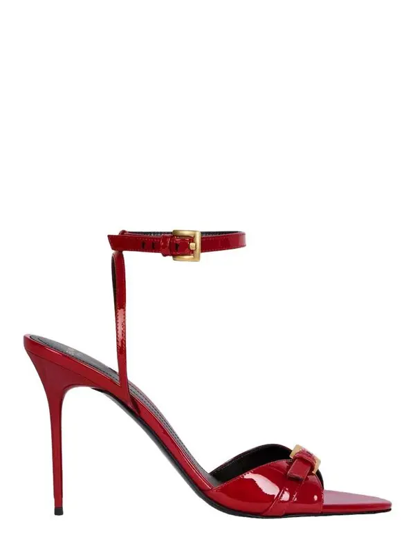Balmain Anthem Stiletto Sandals In Smooth Calfskin Leather - Red