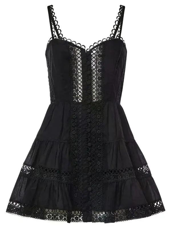 Charo Ruiz Ibiza Lenora Broderie-anglaise Tiered Mini Dress - Black