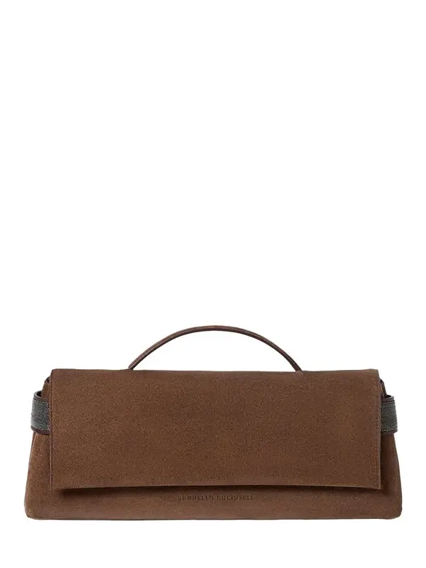 Brunello Cucinelli Suede Flap Top-handle Bag - Brown