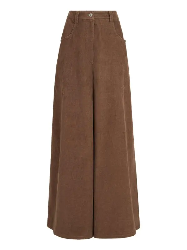 Brunello Cucinelli Corduroy Wide-leg Trousers - Brown