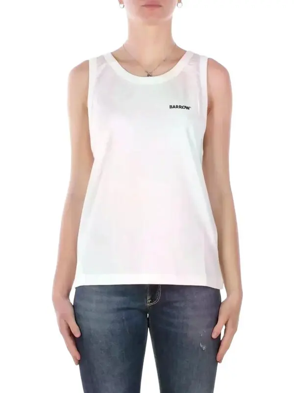 BARROW Cotton Logo Print Vest - White