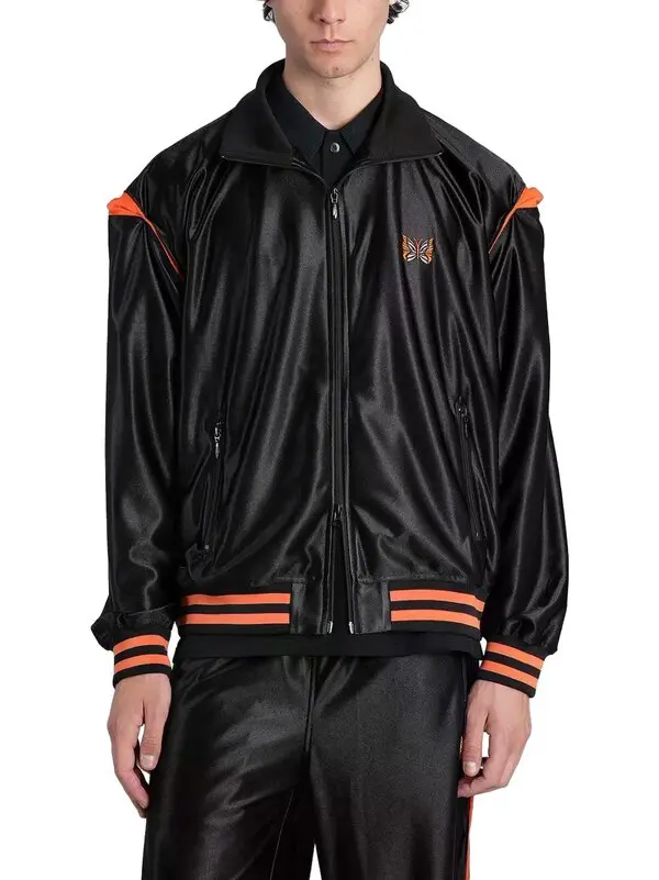 Needles Zip-up Bomber Jacket With Butterfly Embroidery - Black