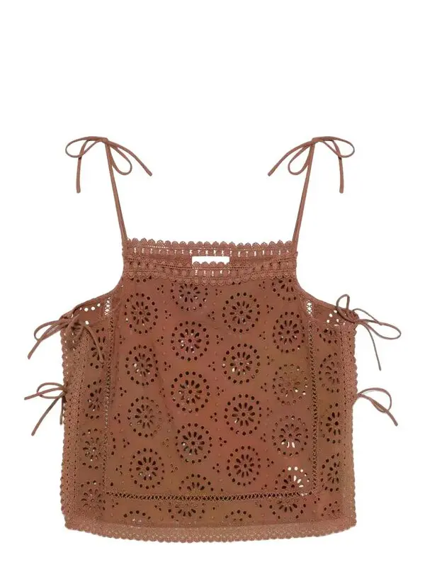 MC2 SAINT BARTH Stephie" Broderie Anglaise Top - Brown