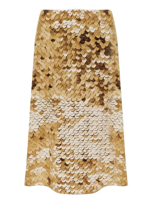 Moschino Midi Skirt With Scale Motif - Beige