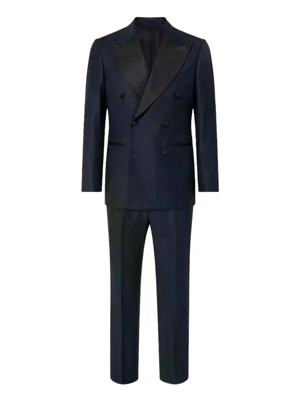FRANZESE COLLECTION Beckham Double-breasted Wool Suit - Blue