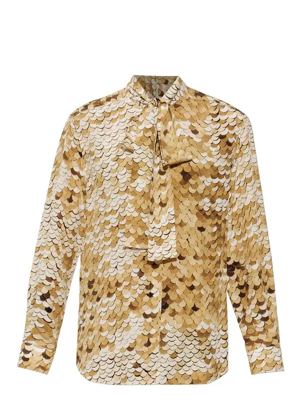 Moschino Silk Shirt With Decorative Pussy Bow - Beige