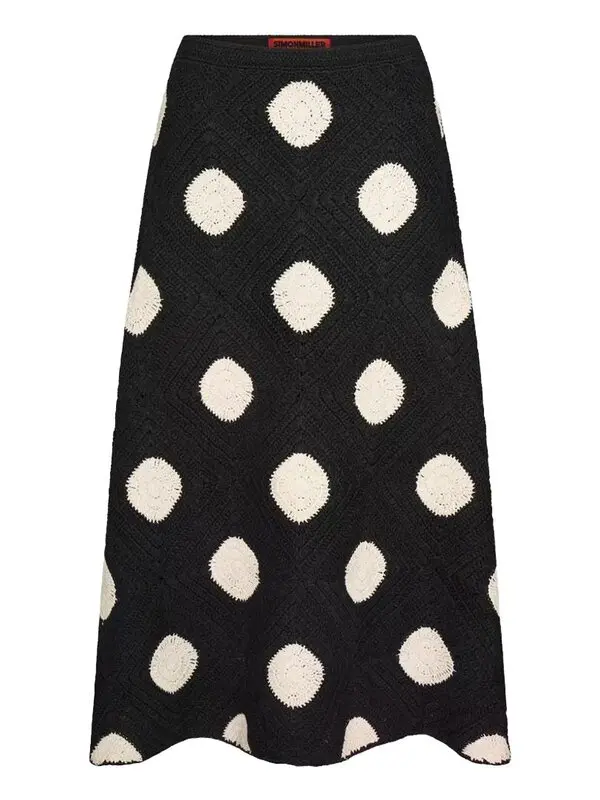 SIMONMILLER Zorah Crochet Midi Skirt - Black