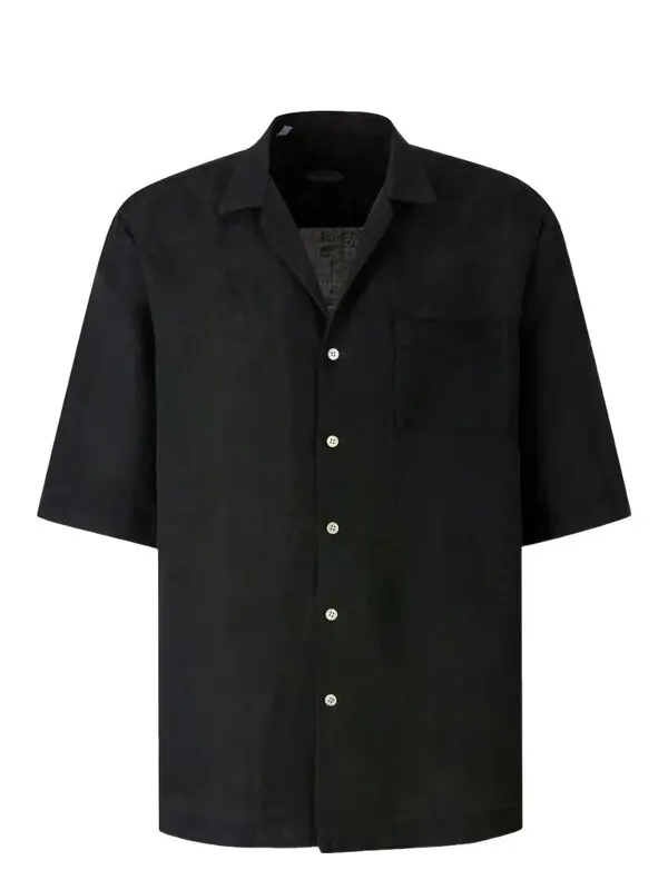 VINCENZO DI RUGGIERO Floral-jacquard Short-sleeve Shirt - Black