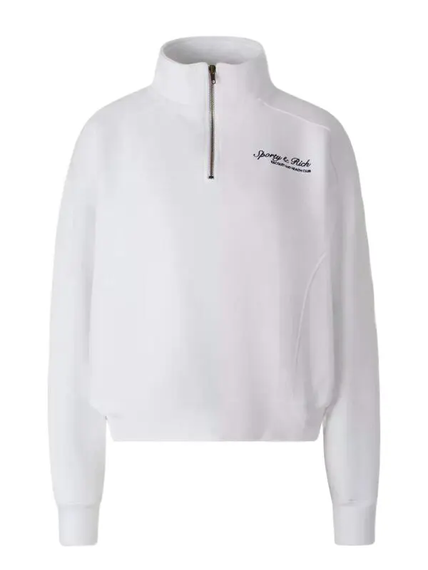 SPORTY & RICH Syracuse Logo-embroidered Quarter-zip Sweatshirt - White