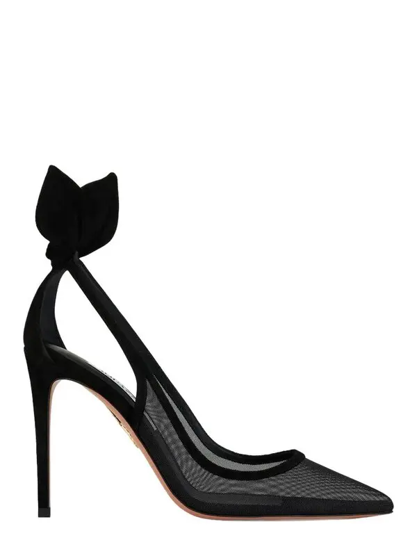 AQUAZZURA Bow Tie Mesh Heeled Pumps - Black