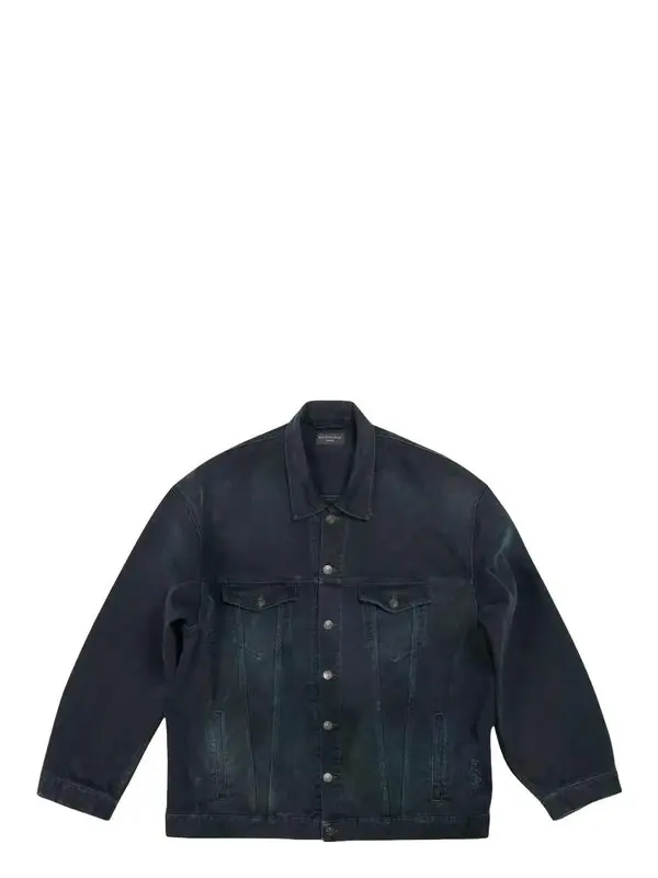 Balenciaga Icon Logo-print Denim Jacket - Grey