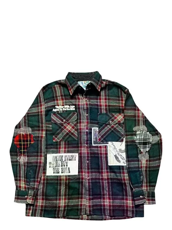 BETTER WITH AGE Muir Repair Patchwork Flannel Shirt - Green