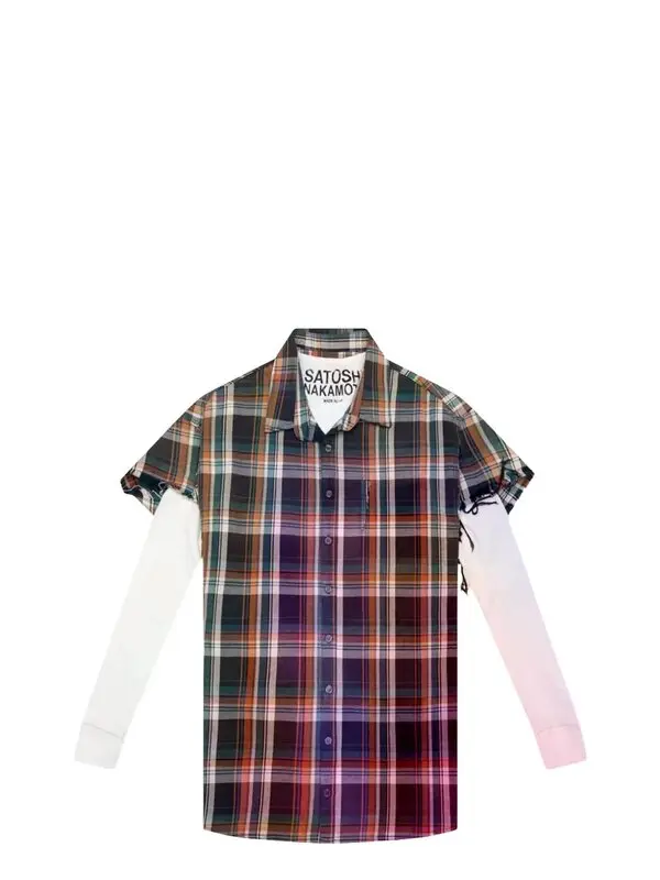 SATOSHI NAKAMOTO Plaid Pattern Layered Sweatshirt - Black