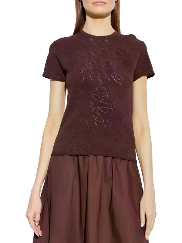 BY MALENE BIRGER Pointelle Knit T-shirt - Red