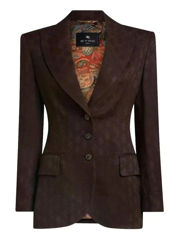 Etro Jacquard Single-breasted Blazer - Brown