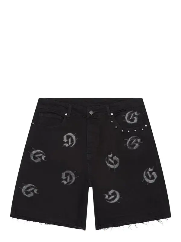 GODSPEED Embroidered Denim Shorts - Black