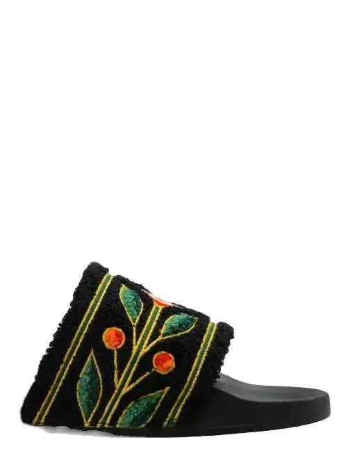 Casablanca Embroidered Logo Slides - Black