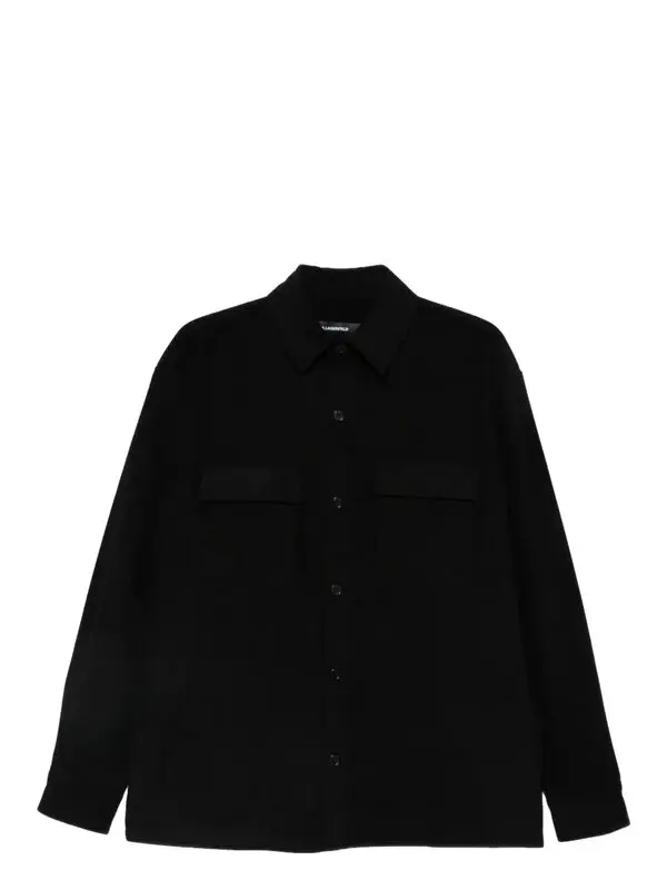 Karl Lagerfeld Corduroy-texture Flap-pocket Overshirt - Black