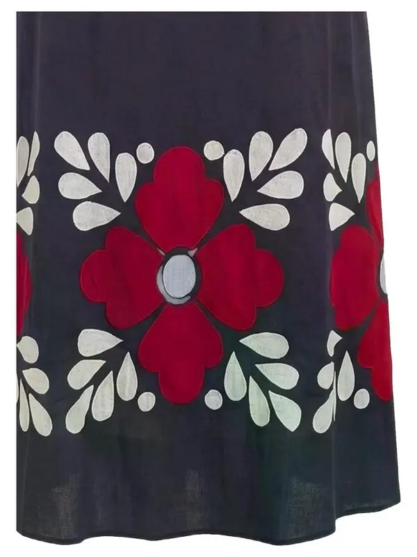 Antik Batik Floral Embroidered Midi Dress - Blue