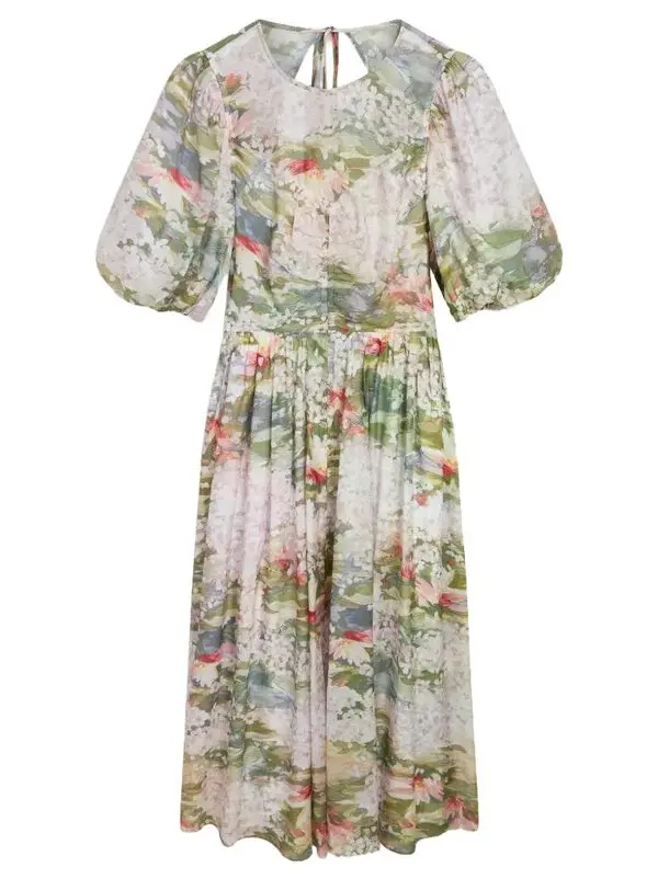 Ted Baker London Jonora Floral-print Puff-sleeved Dress - White