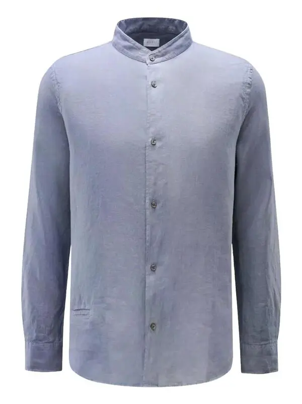04651 / A TRIP IN A BAG Mandarin-collar Long-sleeve Shirt - Blue