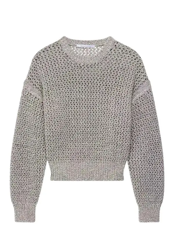 Another Tomorrow Open-knit Crew-neck Sweater - Black