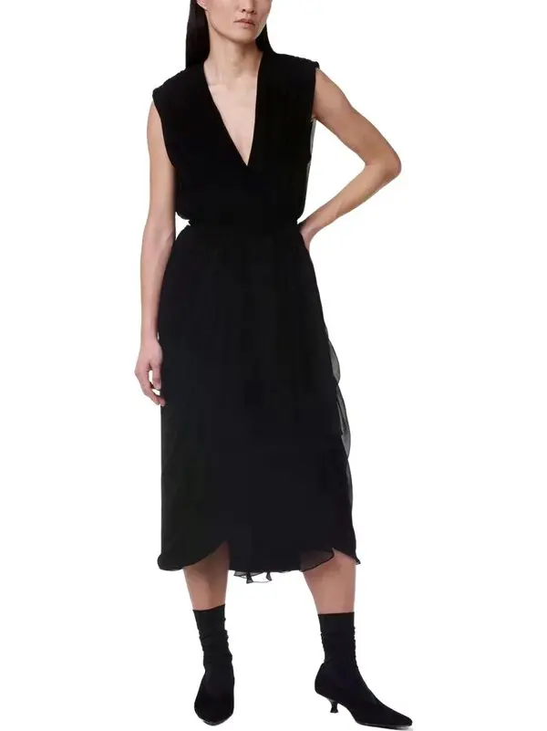 Another Tomorrow Gathered Midi Dress - Black