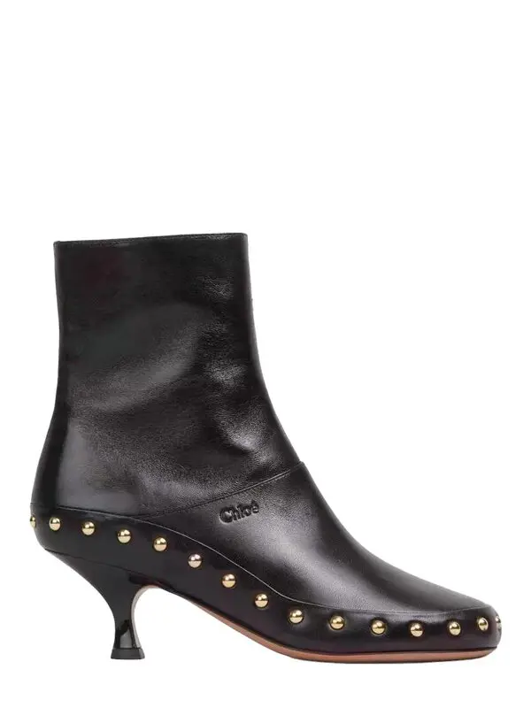Chloé Studded Leather Ankle Boots - Black