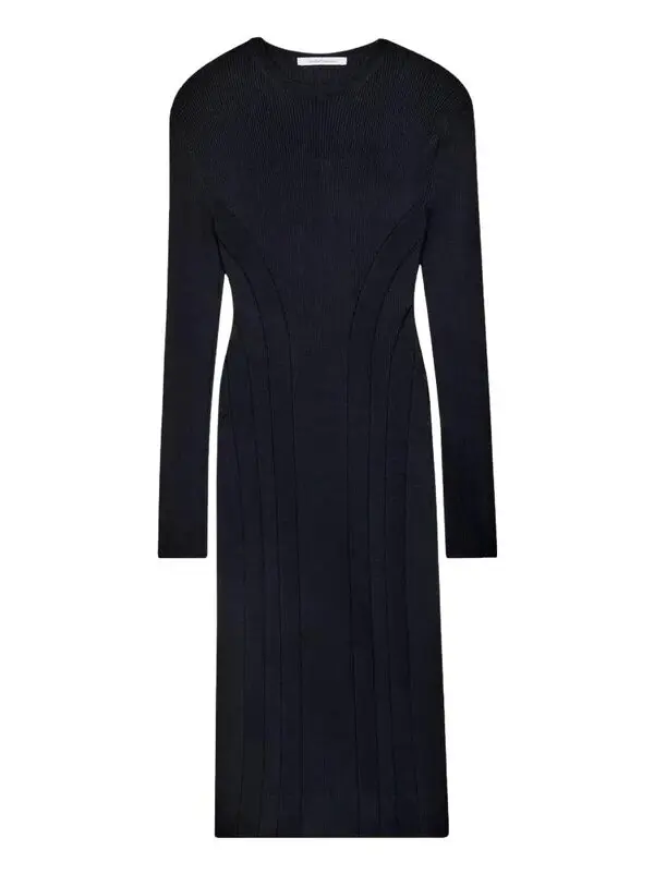 Another Tomorrow Curved-seam Midi Dress - Black