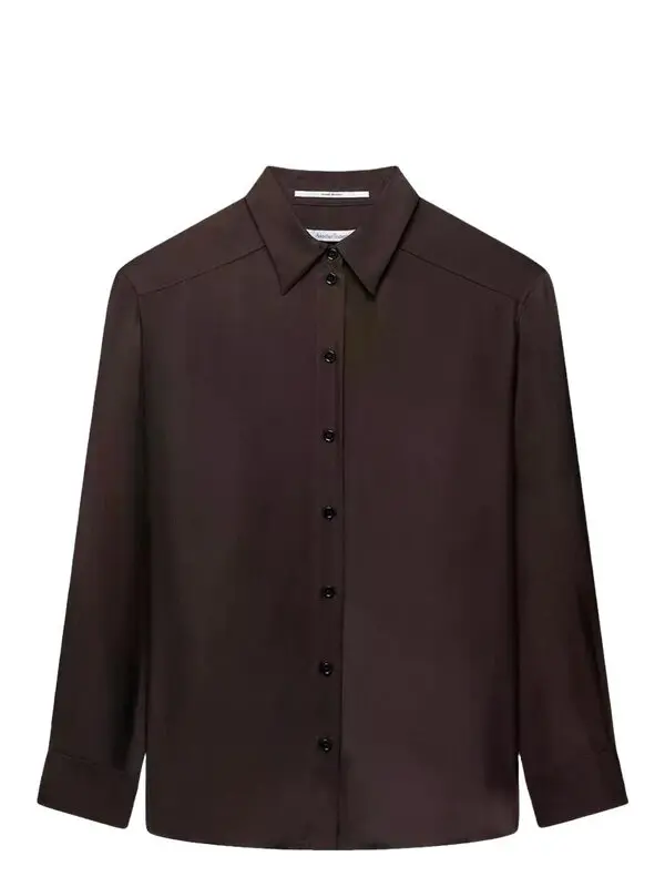 Another Tomorrow Pleat-back Silk Shirt - Brown