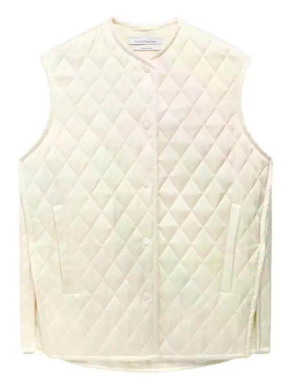 Another Tomorrow Quilted Satin Gilet - Neutrals