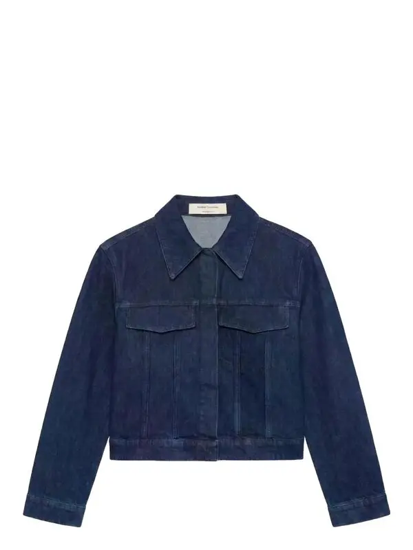 Another Tomorrow Cropped Seam-detail Denim Jacket - Blue