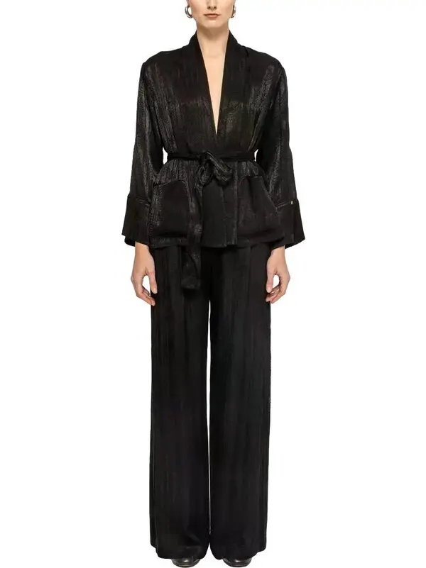 NISSA Wide-leg Viscose Pants - Black
