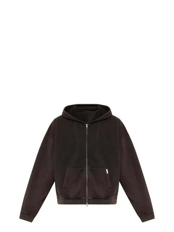 REPRESENT Full Zip Hoodie With Kangaroo Pocket - Brown