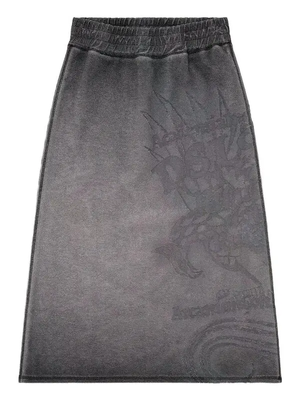 DIESEL® Fleece Midi Skirt With Dévoré Print - Grey