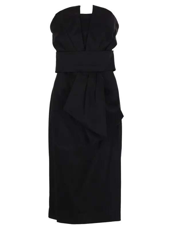 P.a.r.o.s.h Draped Midi Dress - Black