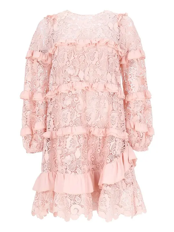 N°21 Lace Dress With Ruffles - Pink