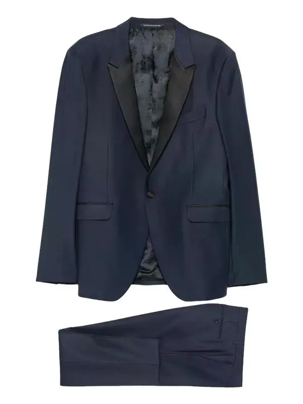 CARLO PIGNATELLI Satin-lapel Tailored Suit - Blue