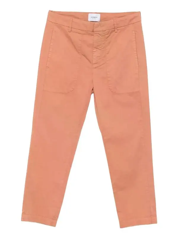 DONDUP Straight-leg Cotton Trousers With Logo Plaque - Orange