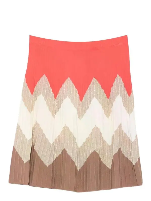 D.exterior Chevron-knit Pleated Skirt - Neutrals
