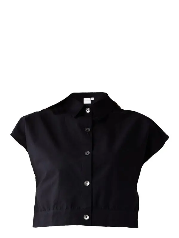 REISTOR Oversized Cropped Shirt - Black
