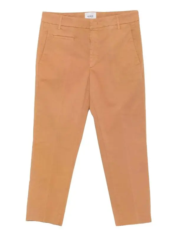DONDUP Logo Plaque Cotton Trousers - Brown