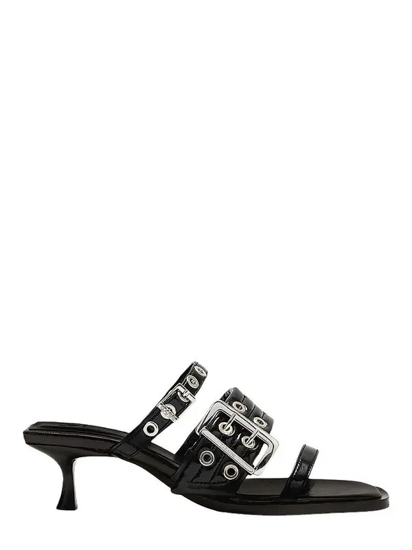 GANNI Buckled Strap Mules - Black