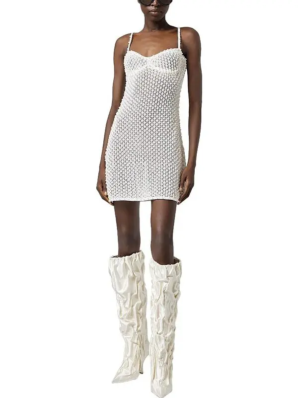 Giuseppe Di Morabito Mini Sweetheart Neck Knit Dress - White