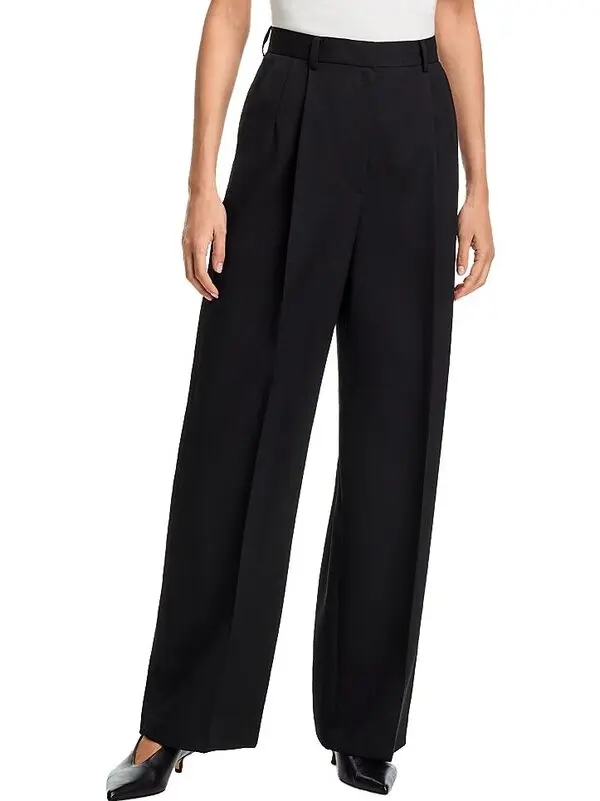 L'EMIUNE Loose Wool Pants - Bk