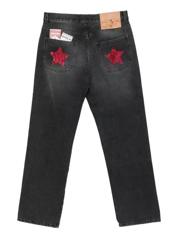 CARNE BOLLENTE Rhinestone Embellished Lucky Stars Jeans - Black